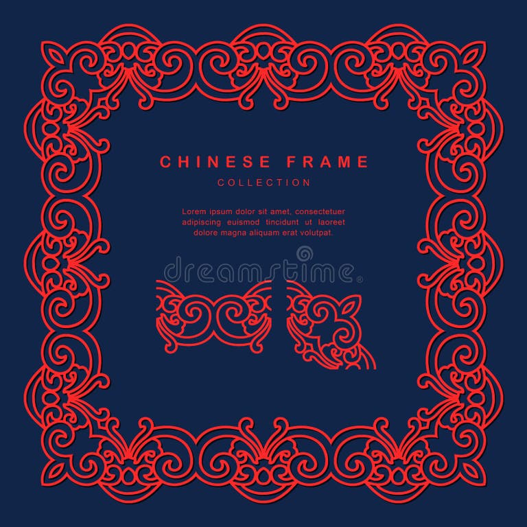 Traditional Chinese Frame Tracery Design Decoration Elements Stock ...