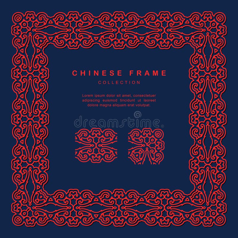 Traditional Chinese Frame Tracery Design Decoration Elements Stock ...