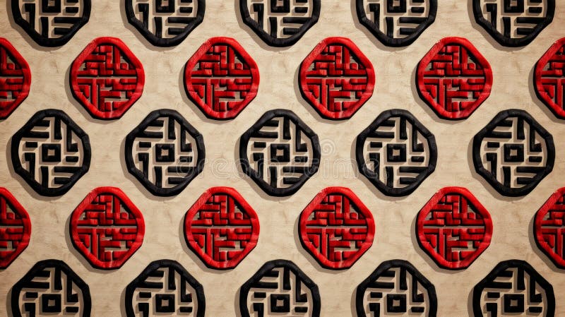 Traditional Chinese Geometric Pattern Featuring Interlocking Squares ...