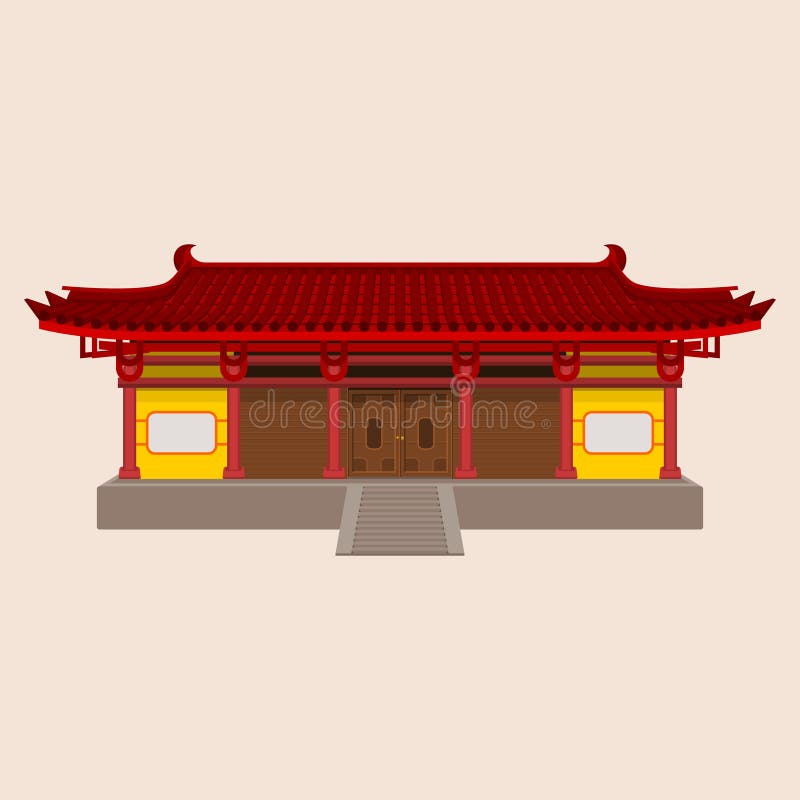 Wide Traditional Chinese House Building Vector Illustration Stock ...