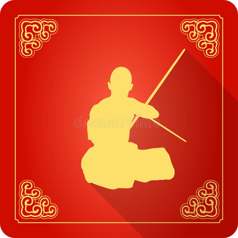 Traditional Chinese Kung Fu Master Icon, Flat Design Stock Vector ...