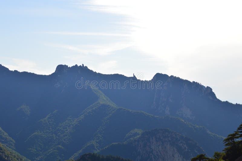 Traditional Chinese Mountain Scene with Beautiful Sky Stock Image ...
