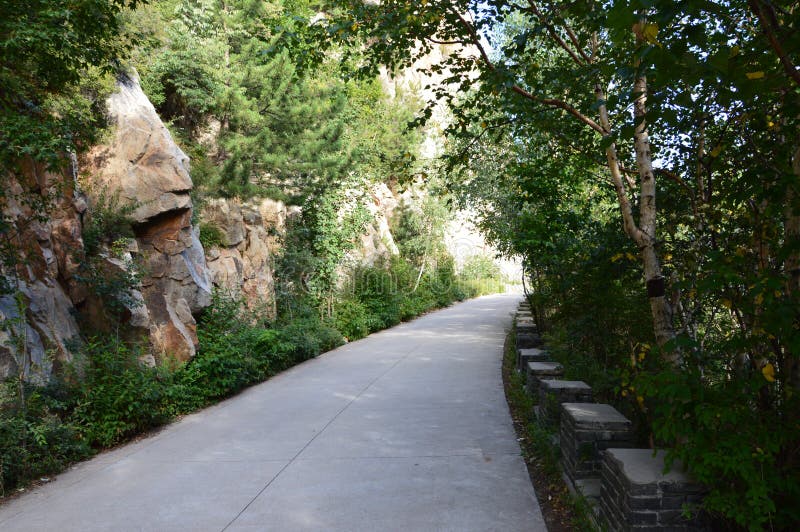 Traditional Chinese Mountain Scene with Stones Stock Photo - Image of ...