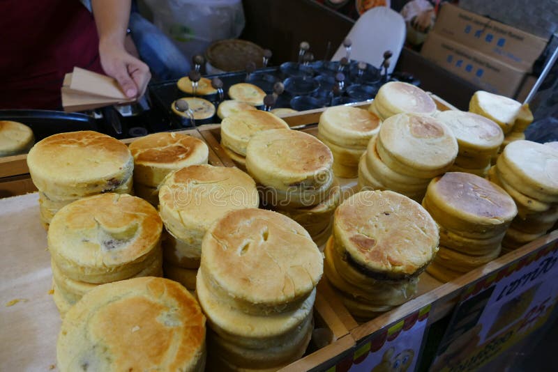 Chinese Pancake Made from Rice-flour Stuffed with Durian Stirred Stock ...