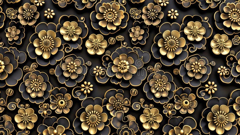 Traditional Chinese Patterns with Gold Elements and Fl Stock ...