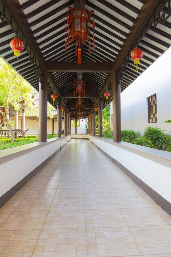 Traditional Chinese Pavilion Walk Way Stock Image - Image of orient ...