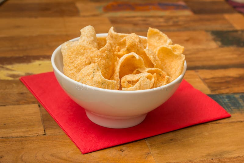 Traditional Chinese Prawn Crackers in White Bowl Stock Image - Image of ...