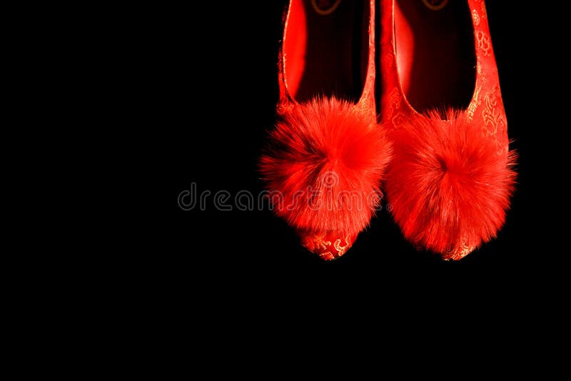 Traditional Chinese Red Bridal Shoes Stock Photo - Image of black ...