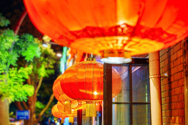 Traditional Chinese Red Lanterns ( Balls). Stock Image - Image of fire ...