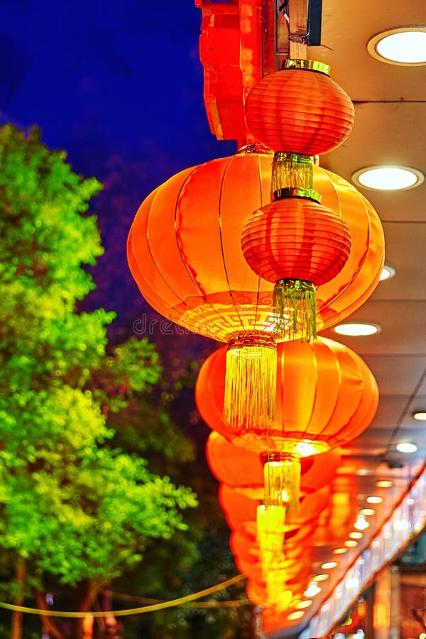 Traditional Chinese Red Lanterns ( Balls). Stock Photo - Image of caffe ...