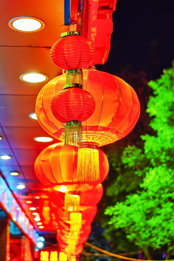 Traditional Chinese Red Lanterns ( Balls). Stock Image - Image of east ...