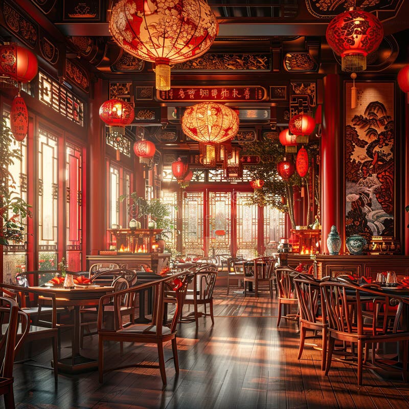Traditional Chinese Restaurant Interior Stock Illustration ...