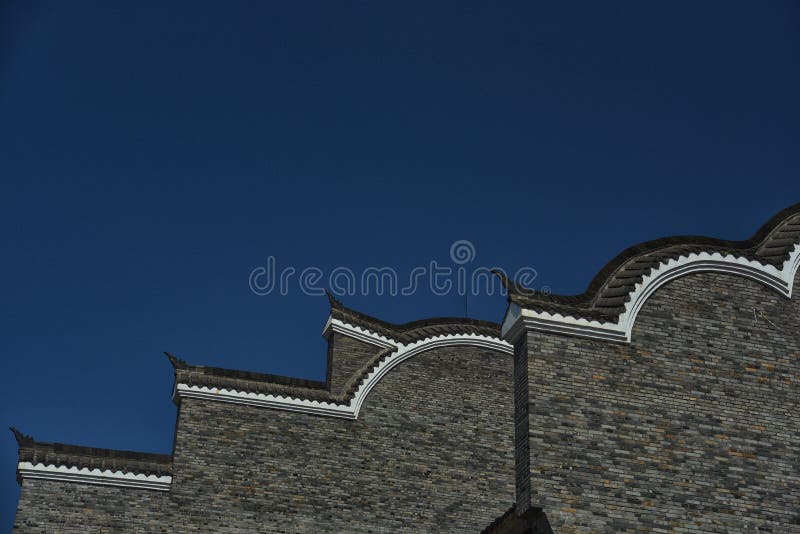Roof and bricks wall stock image. Image of chinese, wall - 234792201