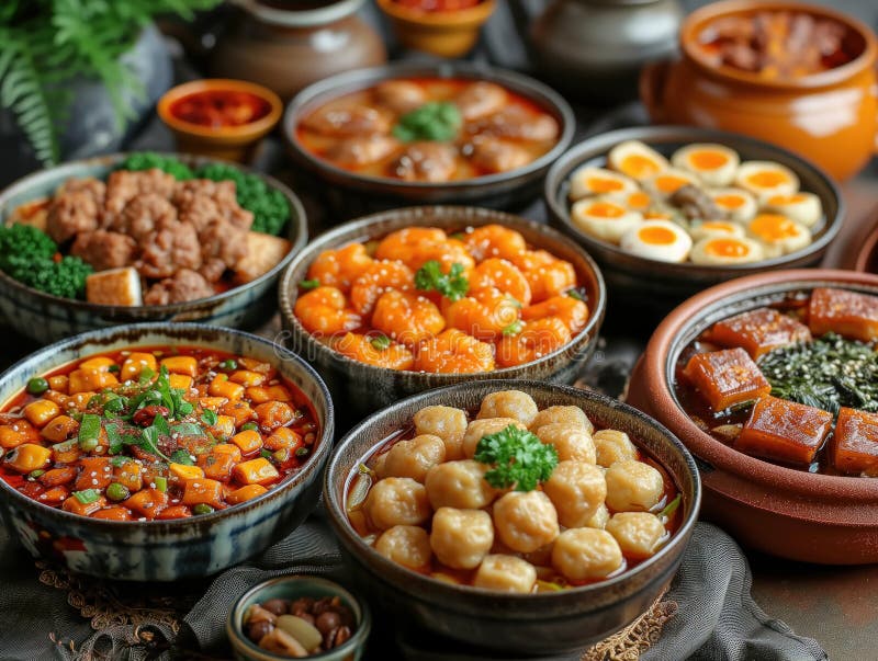 Traditional Chinese Snacks Assorted Stock Illustration - Illustration ...