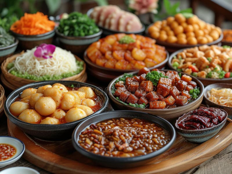 Traditional Chinese Snacks Assorted Stock Illustration - Illustration ...