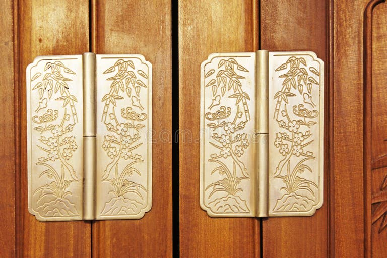 Traditional Chinese Style of Copper Hinge Stock Image - Image of craft ...
