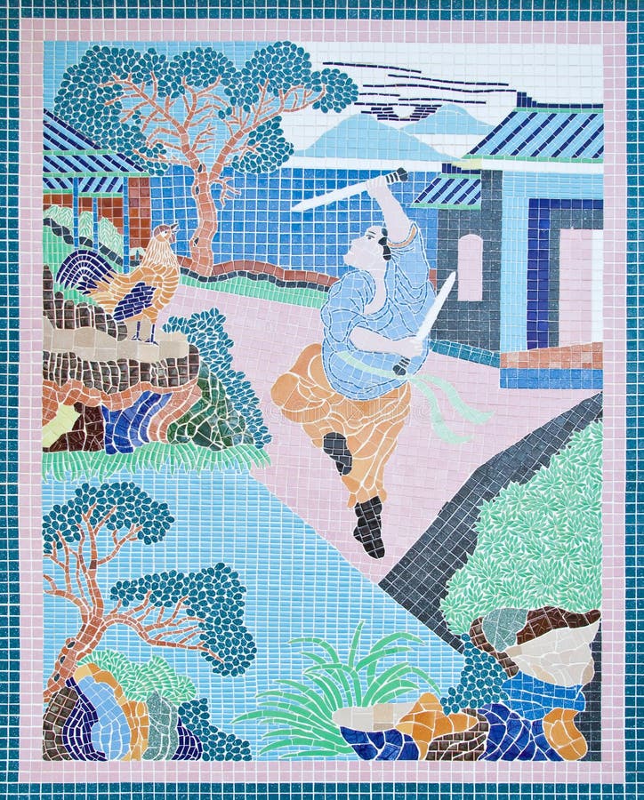 Traditional Chinese Style Wall Mosaic Tiles Stock Image - Image of ...