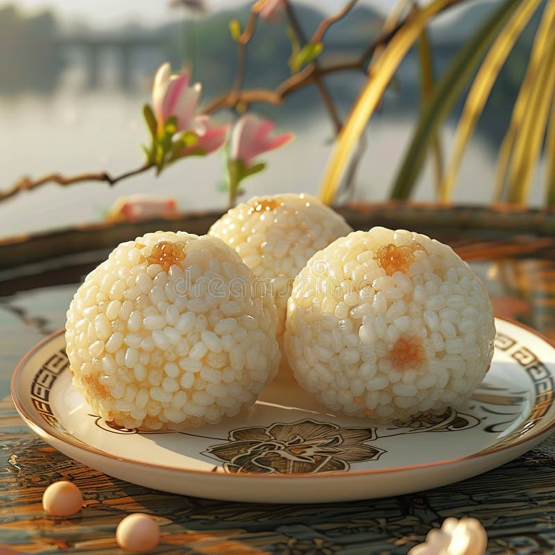 Traditional Chinese Sweet Rice Ball Stock Illustration - Illustration ...