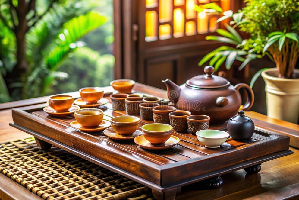 Traditional Chinese Tea Ceremony Tea Table Stock Illustration ...