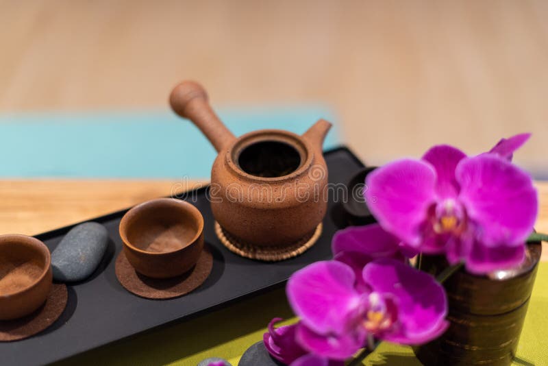 Traditional Chinese Tea Set Up Stock Photo - Image of purple, healthy ...