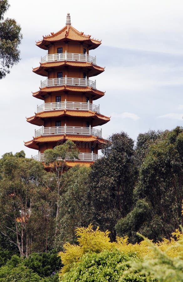 Chinese Temple - Seven Level Pagoda - Red Tone Stock Photo - Image of ...