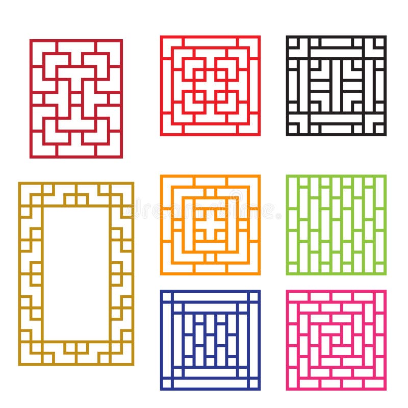 Traditional Chinese Window in Square Concept Stock Vector ...