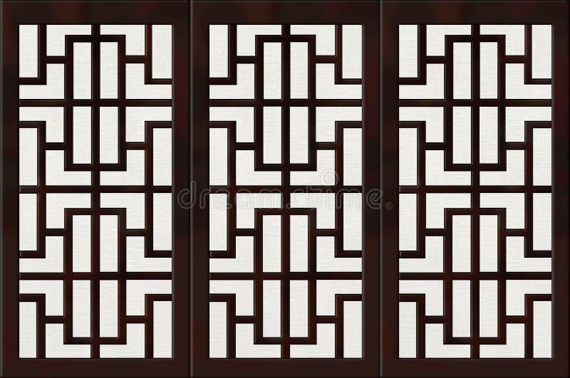 Traditional Chinese Window with Wooden Material Stock Illustration ...