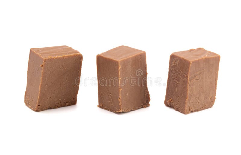 Chocolate Fudge on a White Background Stock Photo - Image of white ...