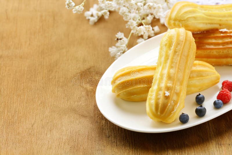 Traditional Choux Pastry Eclair Dessert Stock Image - Image of ...