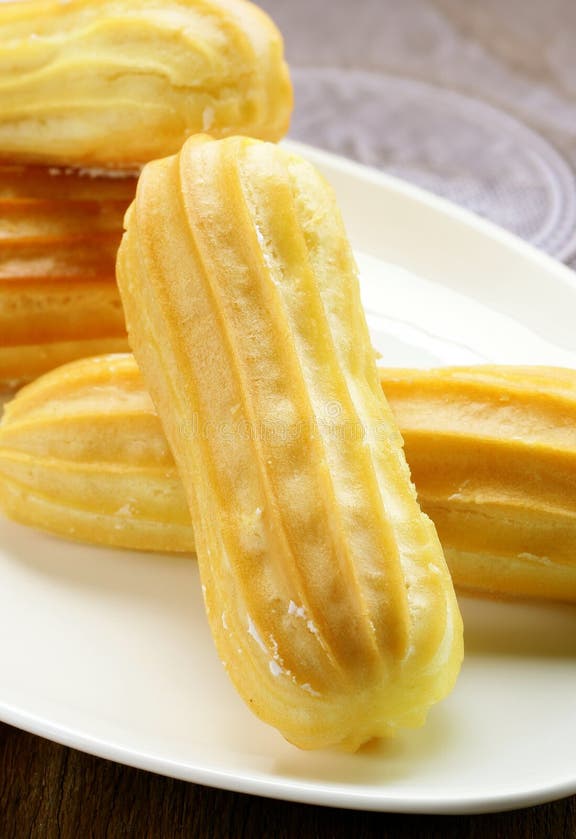 Traditional Choux Pastry Eclair Dessert Stock Image - Image of puff ...