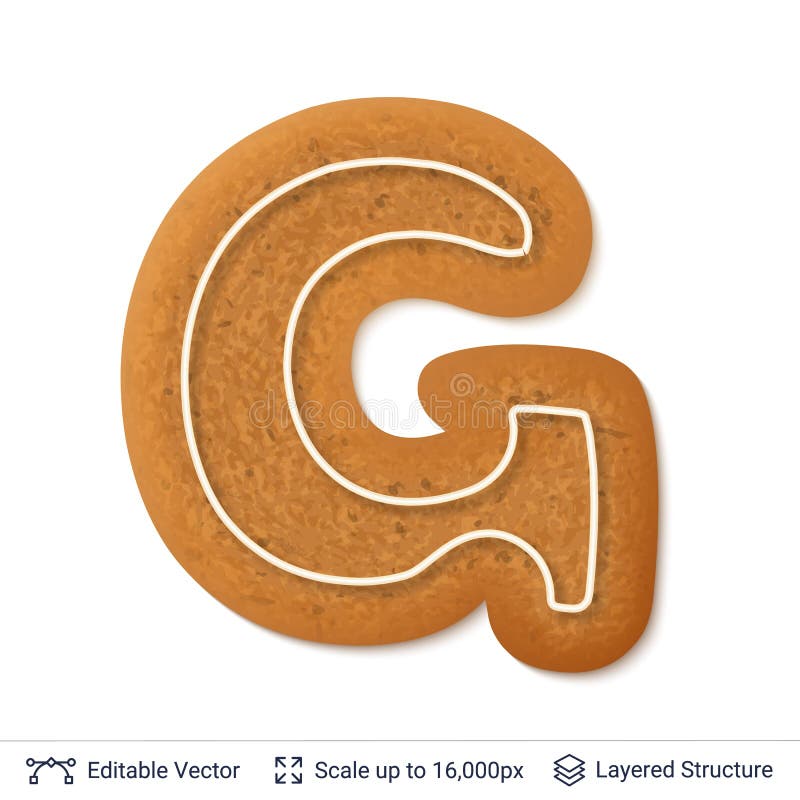 Gingerbread Letter G Isolated on White. Stock Vector - Illustration of ...