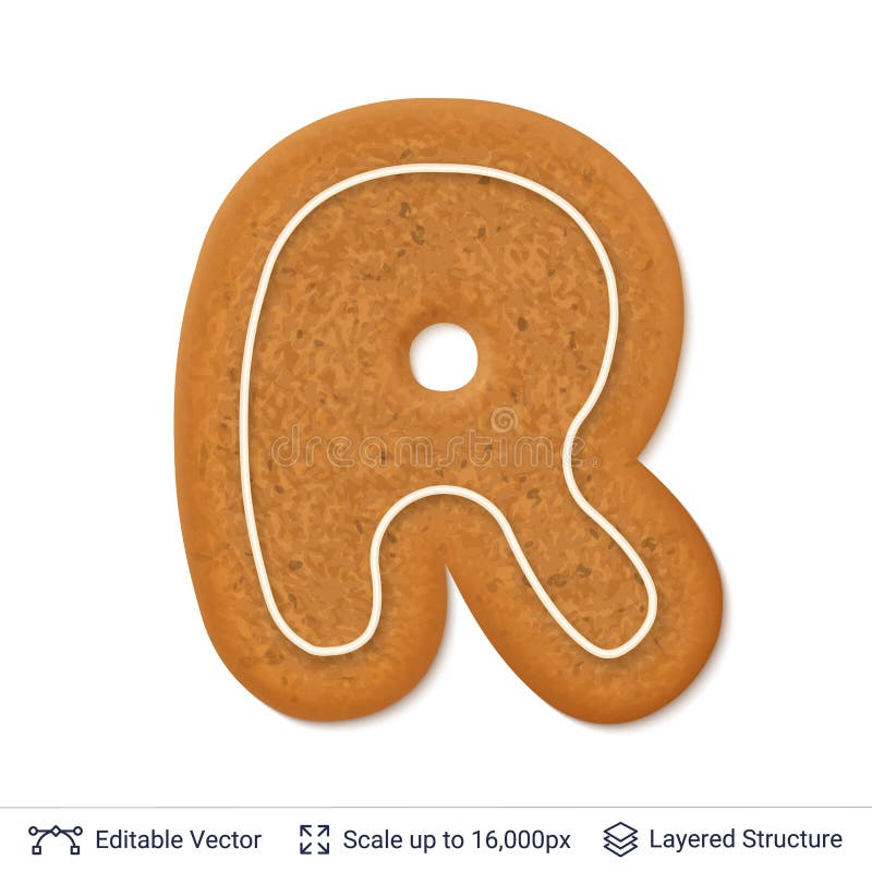 Gingerbread Letter R Isolated on White. Stock Vector - Illustration of ...
