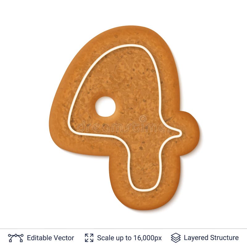 Gingerbread Number Isolated on White. Stock Vector - Illustration of ...