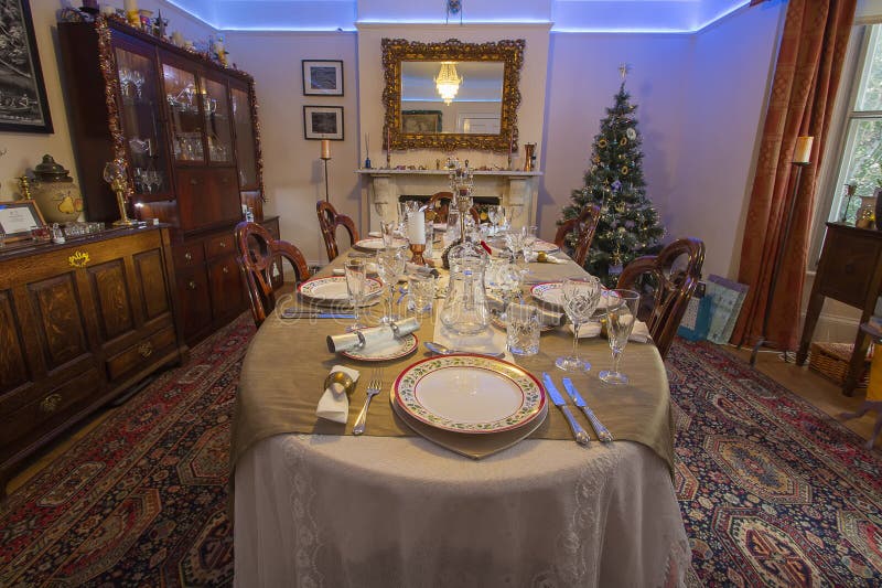 A Traditional Christmas Dinner Table Setting Stock Photo - Image of ...