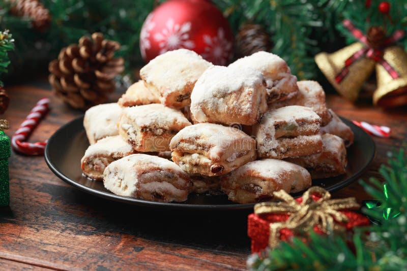 Traditional Christmas German Mini Apple Stollen Bites Stock Photo ...