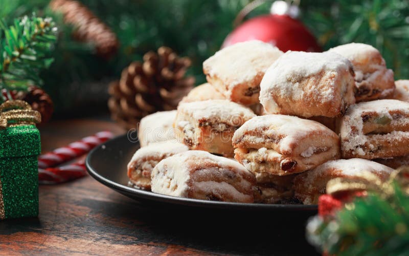 Traditional Christmas German Mini Apple Stollen Bites Stock Photo ...