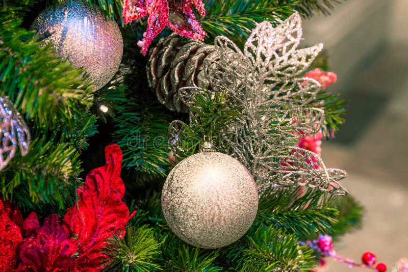 Traditional Christmas or New Year Decorated Fir Tree Stock Image ...