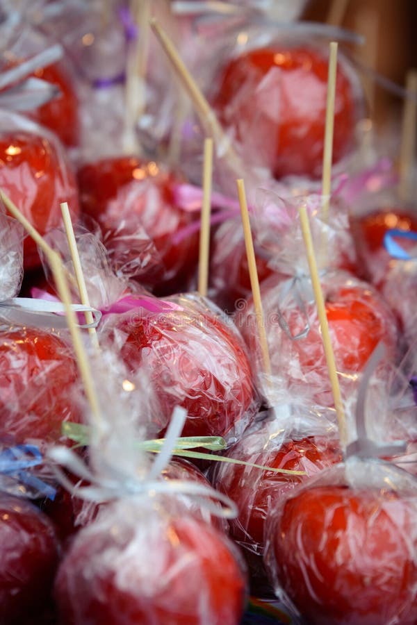 Traditional Christmas Red Candy Apples Stock Photo - Image of toffee ...