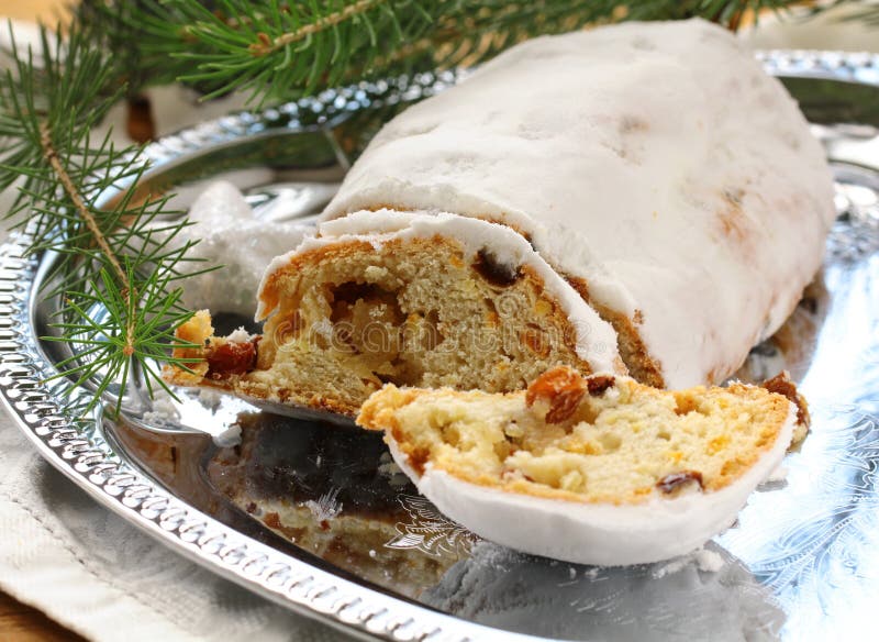 Traditional Christmas Stollen Stock Image - Image of slice, homemade ...