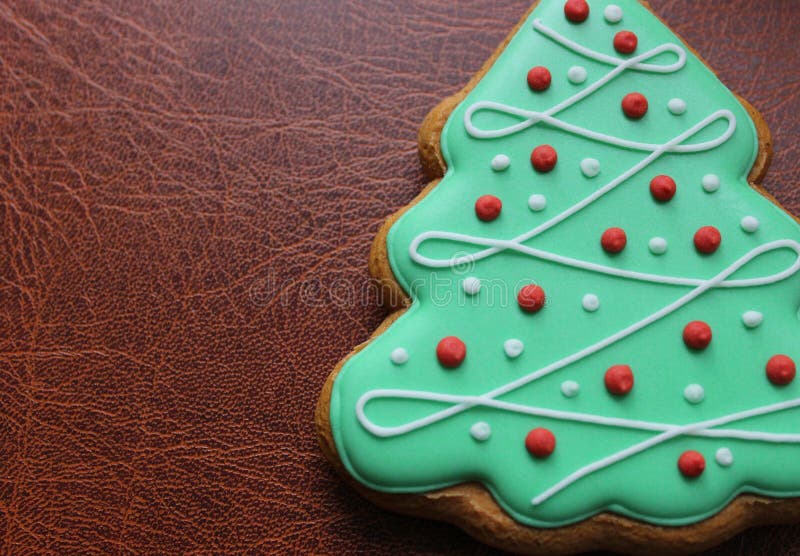 Traditional Christmas Tree Cookie Covered with Green Icing and Sweet ...