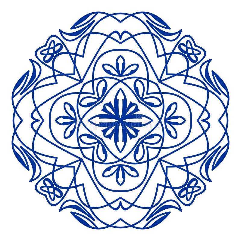 Traditional Circle Patterns in Spain or Potruguese Style, Blue Ceramics ...