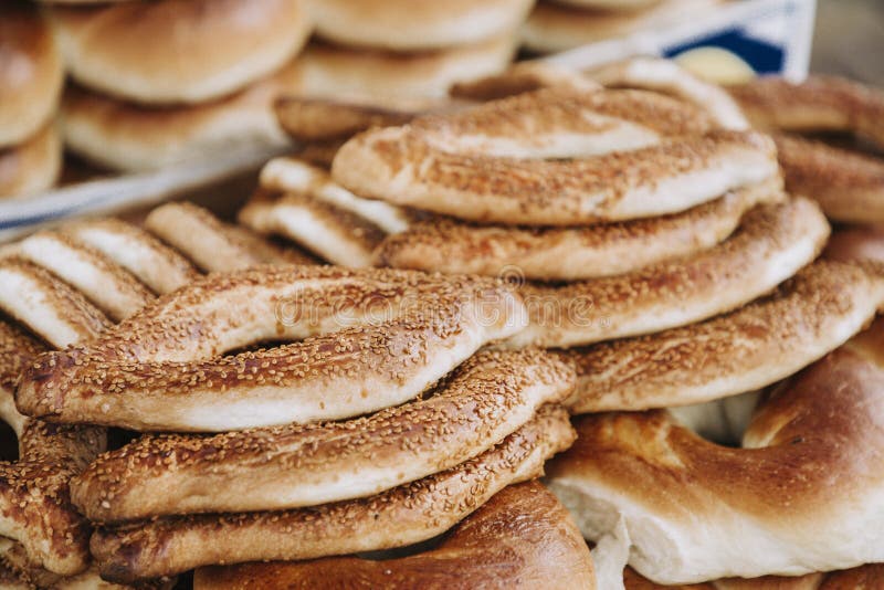Traditional Circular Bread Simit with Sesame Seeds, Also Known As ...