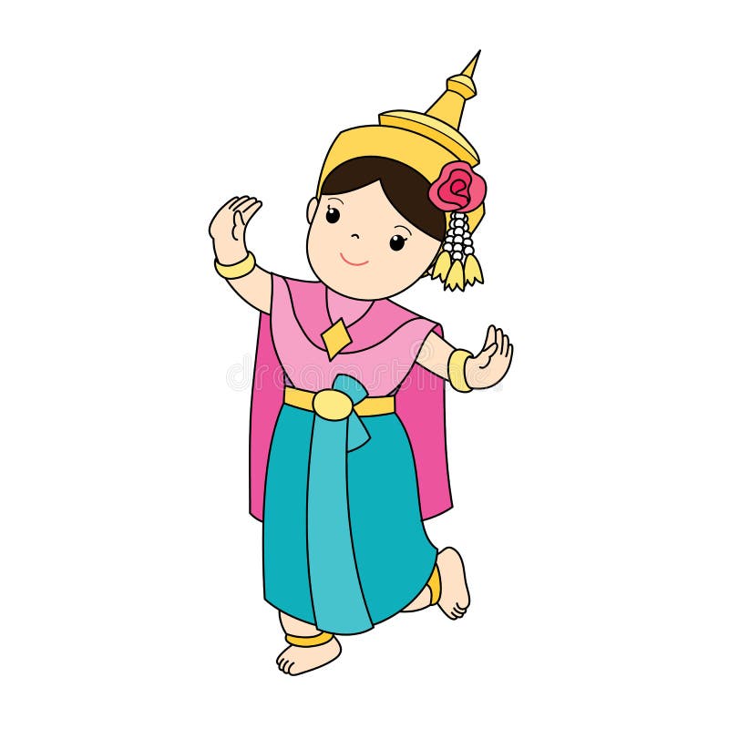 Traditional Classical Thai Dancing Woman Stock Vector - Illustration of ...