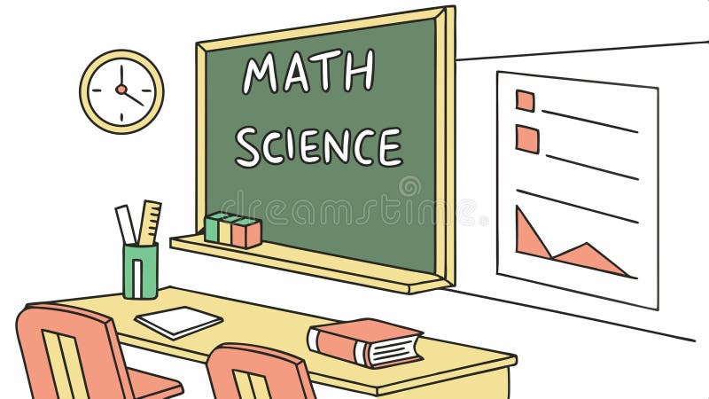 Traditional Classroom Scene with Chalkboard, Education Setting Vector ...