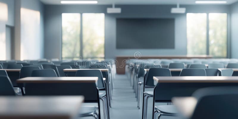 A Traditional Classroom Setting with Rows of Desks and Chairs, Perfect ...