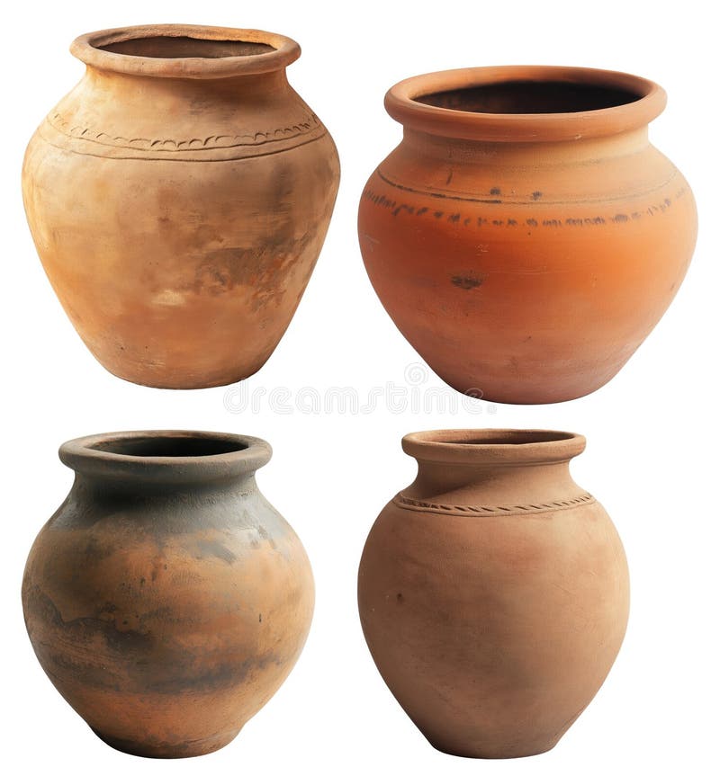 Traditional Clay Pot with Earthy Texture on White Background Stock ...