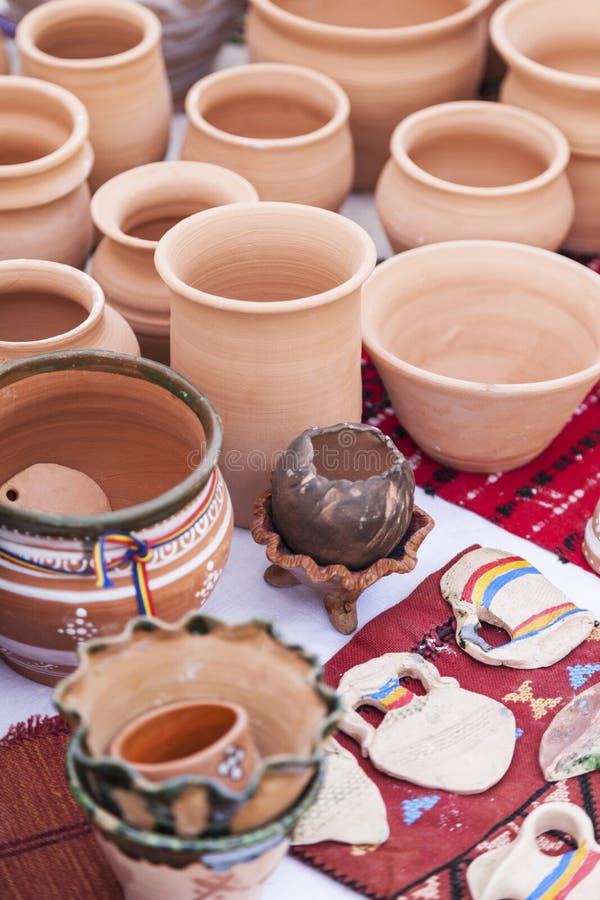 Traditional Clay Pots Exposed To a Fair Stock Image - Image of ...