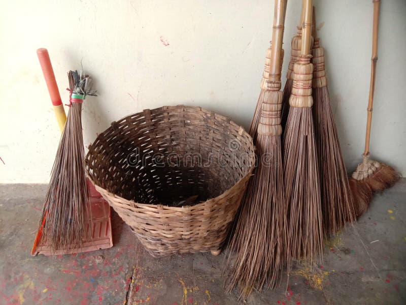 Traditional Cleaning Tools in a School Stock Image - Image of brown ...