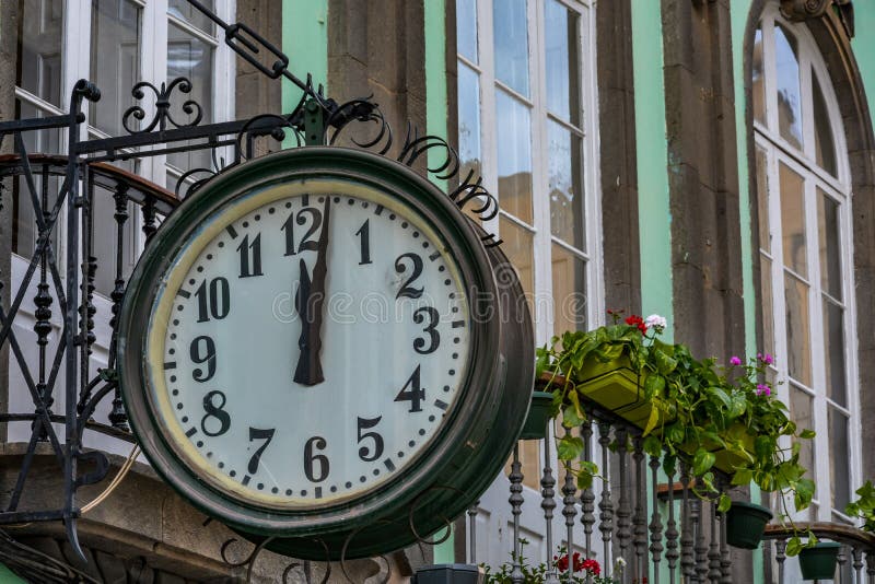Traditional Clock at a Building Stock Image - Image of hand ...