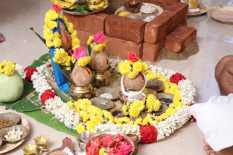 Traditional Coconut Kumbam for Pooja Stock Photo - Image of kalasam ...